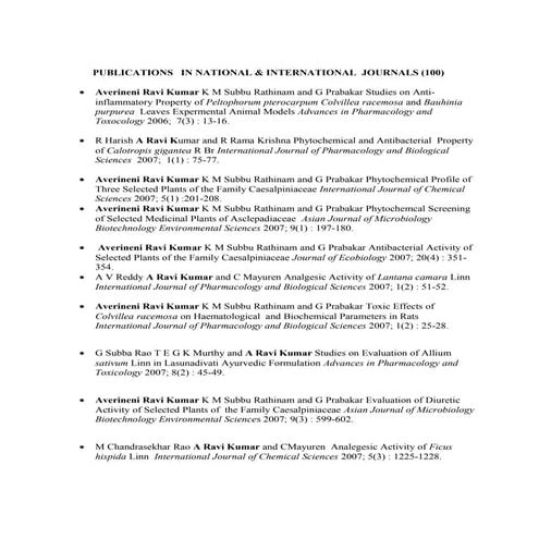 List of Publications in National and International Journals 100 | DOC