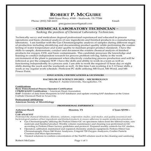 Chemical Lab Analyst Resume 2-13-15 | ODT