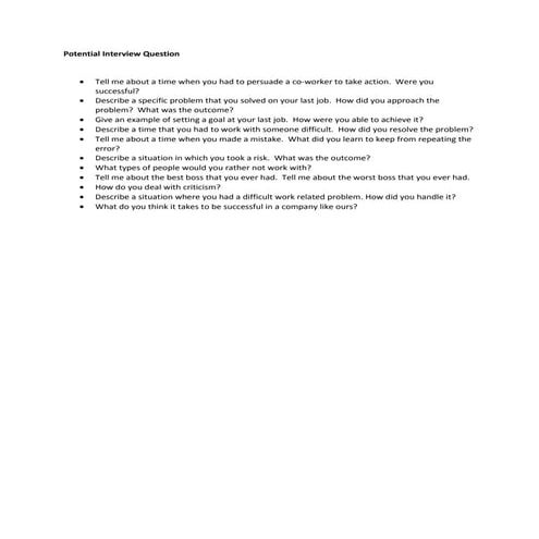 Potential Interview Question | PDF