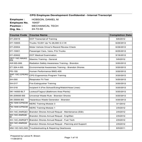 John Frahm Training Transcript | PDF