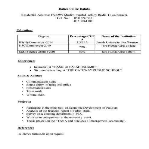 Resume habiba 2 | PDF