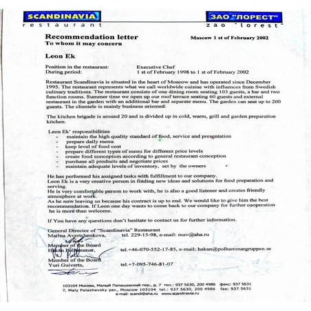 Recommandation letter Scandinavia eng | PDF