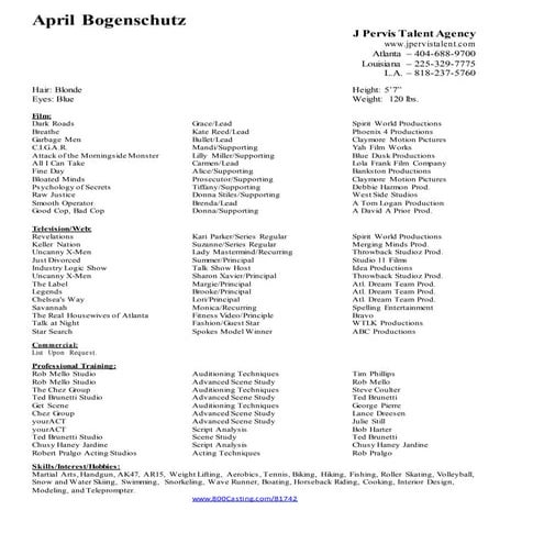 April Bogenschutz - J Pervis Resume 2015 | DOCX