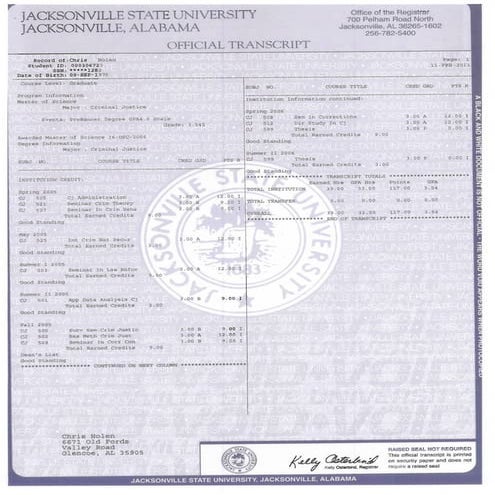 JSU MS and BS Transcript | PDF