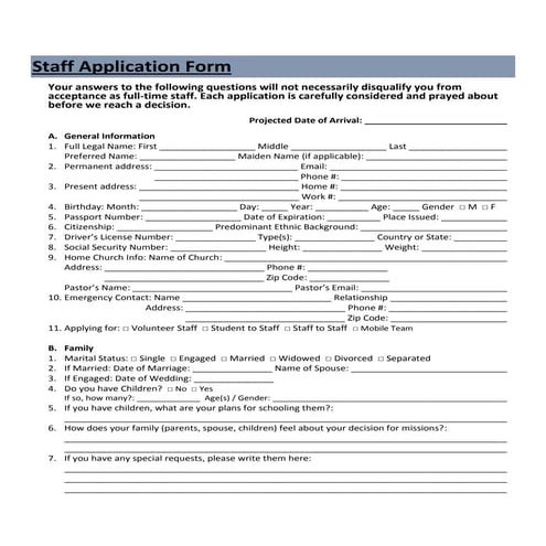 2 Staff Application Form | PDF