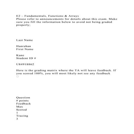 E2 Fundamentals Functions And Arraysplease Refer To Announcements Docx