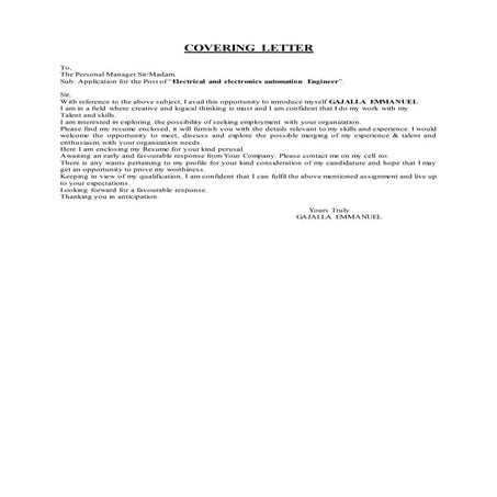 Covering Letter | DOCX | Resume Writing and Advice | Job Search