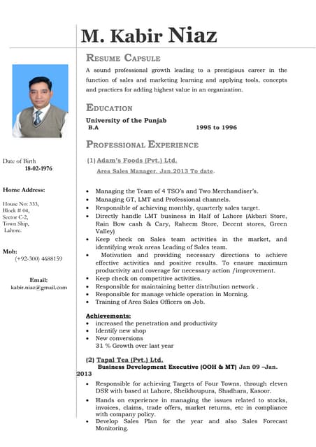 MOHSIN CV | DOC | Sales | Business