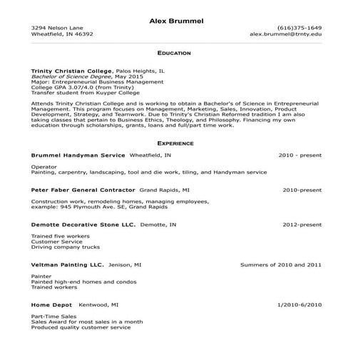 Alex Brummel Resume | RTF
