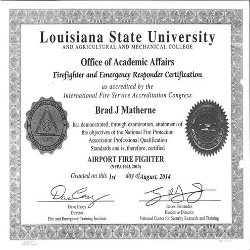 LSU Airport Firefighter Certificate | PDF