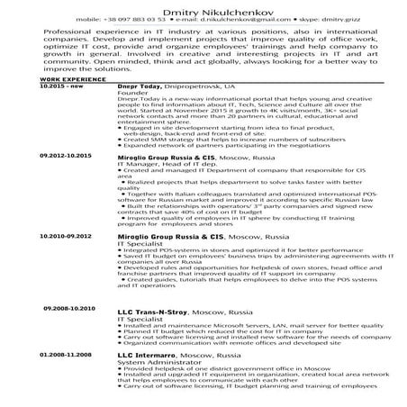 Dmitry Nikulchenkov CV mon goo | PDF