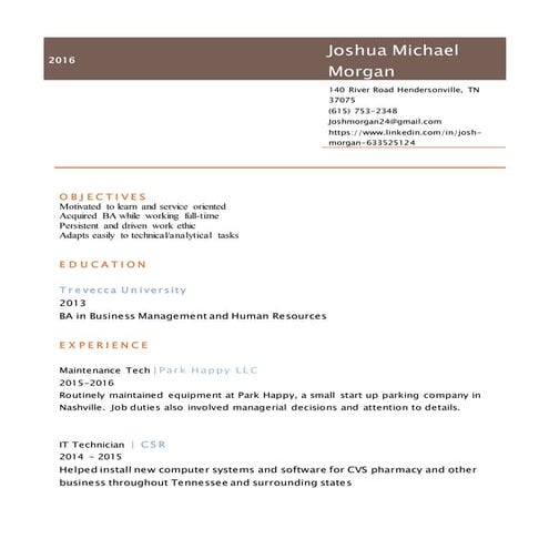 September Resume 2016 | DOCX