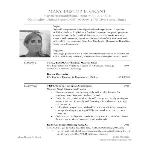 Mary-Bestor B. Grant.CV.2016 | DOCX | Non-Profit Organizations | Industries