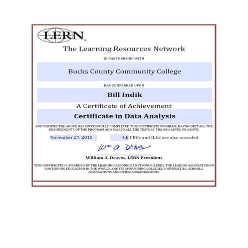 Certificate in Data Analysis | PDF