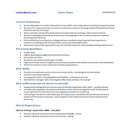 Chris Faux cv | PDF