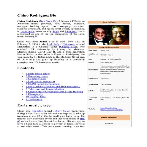Chino Rodriguez Bio (Orig From Wikipedia) | PDF
