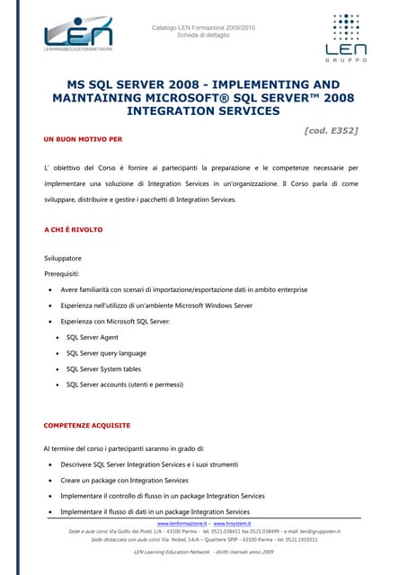 Ms sql server 2008 - implementing and maintaining microsoft® sql server ... Ms sql server 2008 - implementing and maintaining microsoft® sql server ...