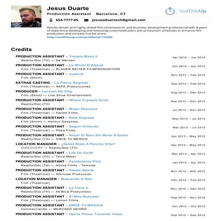 Jesus Duarte's Staff Me Up Profile | PDF