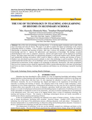 Maximizing the Impact: "The Pivotal Role of Technology in a 21st ...