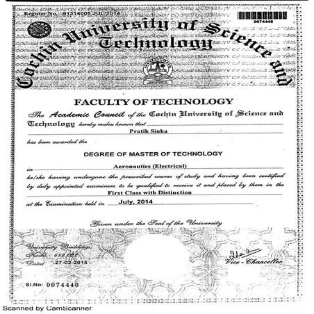 Mtech Certificate Pdf