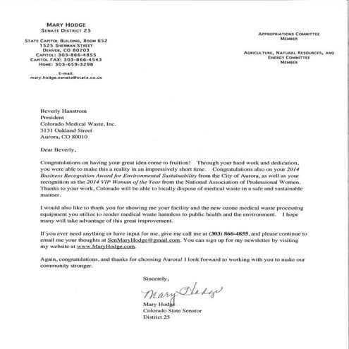 CO Medical Waste Letter | PDF