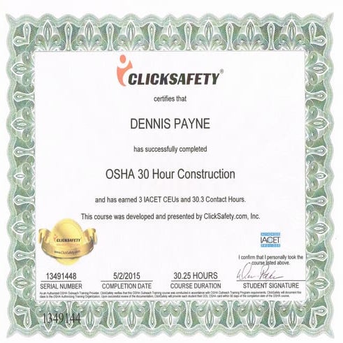 OSHA 30 Certificate | PDF