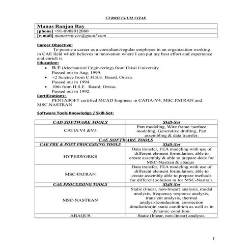 resume with current work | DOC