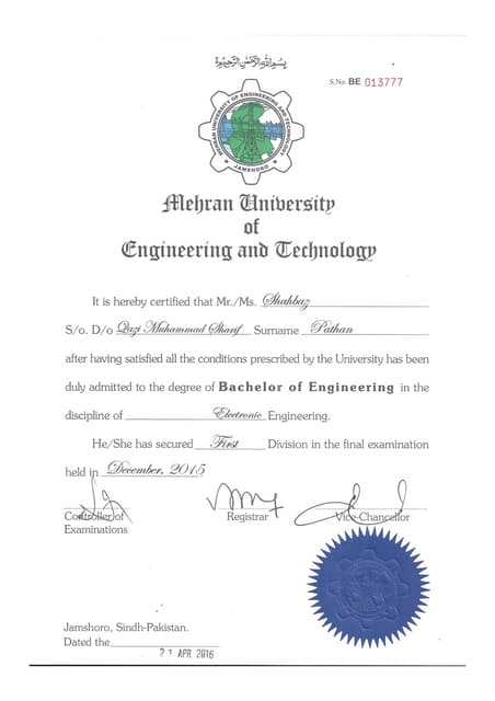 B.E TRANSCRIPT | PDF