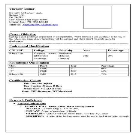 virender resume | DOCX