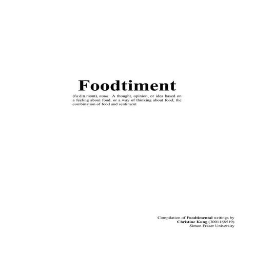 Food Memoir EssayMSWord | DOC