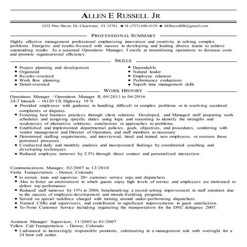 Allen E Russell Jr Resume | DOCX