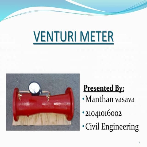 Fluid Mechanic Lab - Venturi Meter | PDF