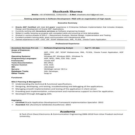 Shashank Sharma Resume | DOC | Computer Software and Applications | Computing