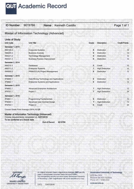 PN Academic Transcript