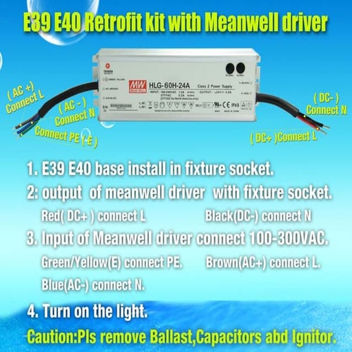 E39 e40 led retrofit kit with meanwell driver image | PDF