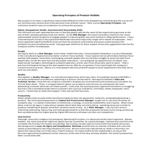 Operating Principles of Preston Hubble | PDF