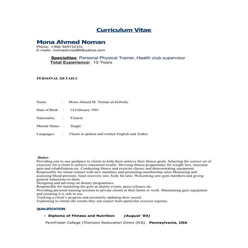 newupdate Mona CV 2014 | PDF