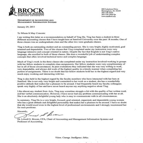 Ting Hu Reference Letter | PDF