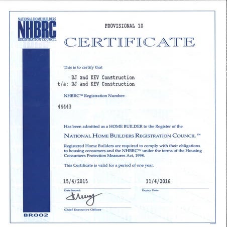 NHBRC Certificate | PDF