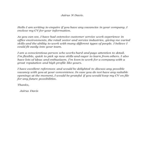 Cox Cover Letter | PDF