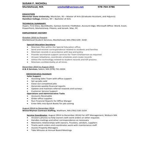 Current resume 2016 | DOC | Human Resources | Business