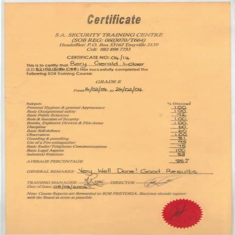 Grade E certificate | PDF