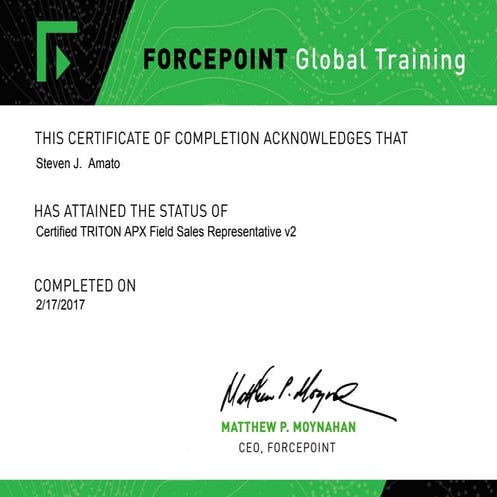 2017 TRITON APX Field Sales Representative v2 Completion Certificate | PDF