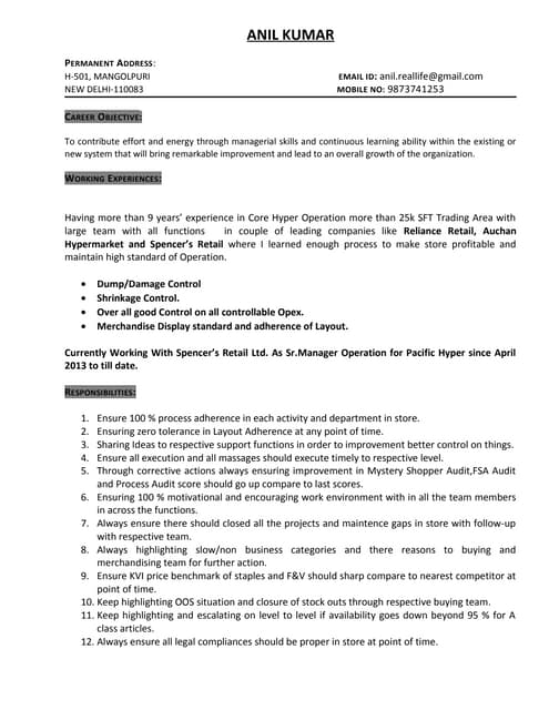 Store-Incharge-Resume | PDF