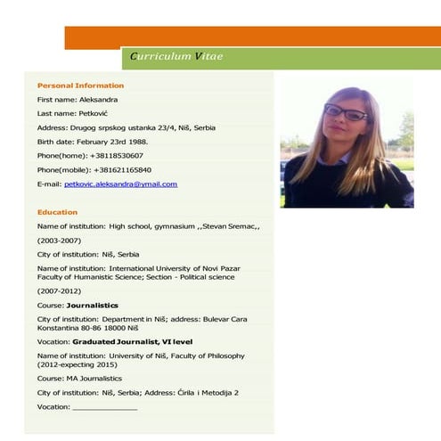 References and CV - Begojev Slobodan | PDF