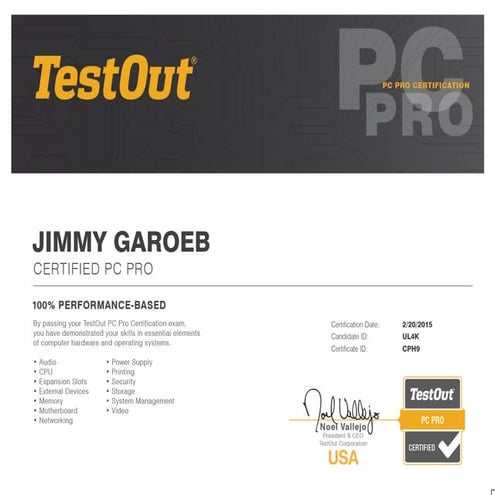 PC Pro Certificate | PDF