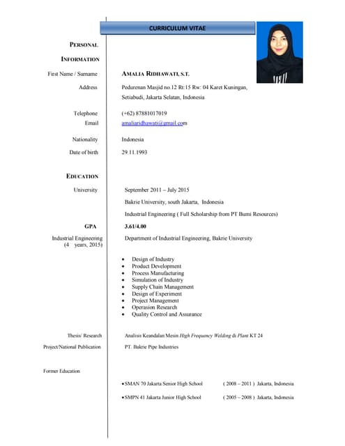 CV - RANI ELIZA ZETHARY | PDF