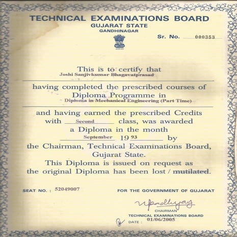 Certificate for Mechanical Engneer | PDF