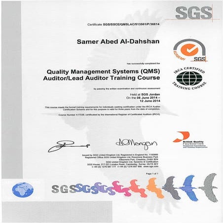 ISO Attendance Certificate | PDF