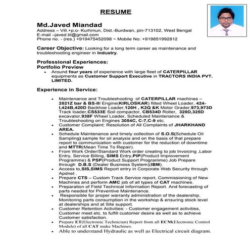 Resume Of Md.Javed Miandad (1) (1) | DOC